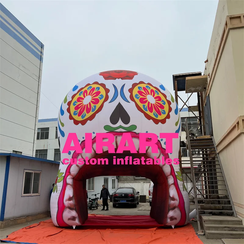 20ft High Halloween Skeleton Inflatable Skull Head Tunnel For Haunted ...