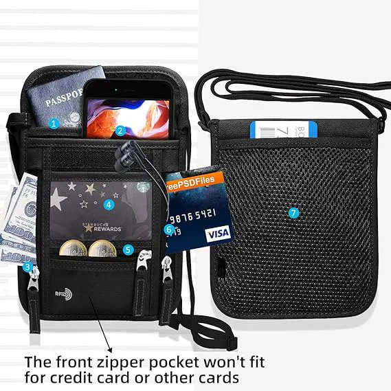 Passport Holder Neck Pouch Travel Wallet for Women and Men, RFID ...