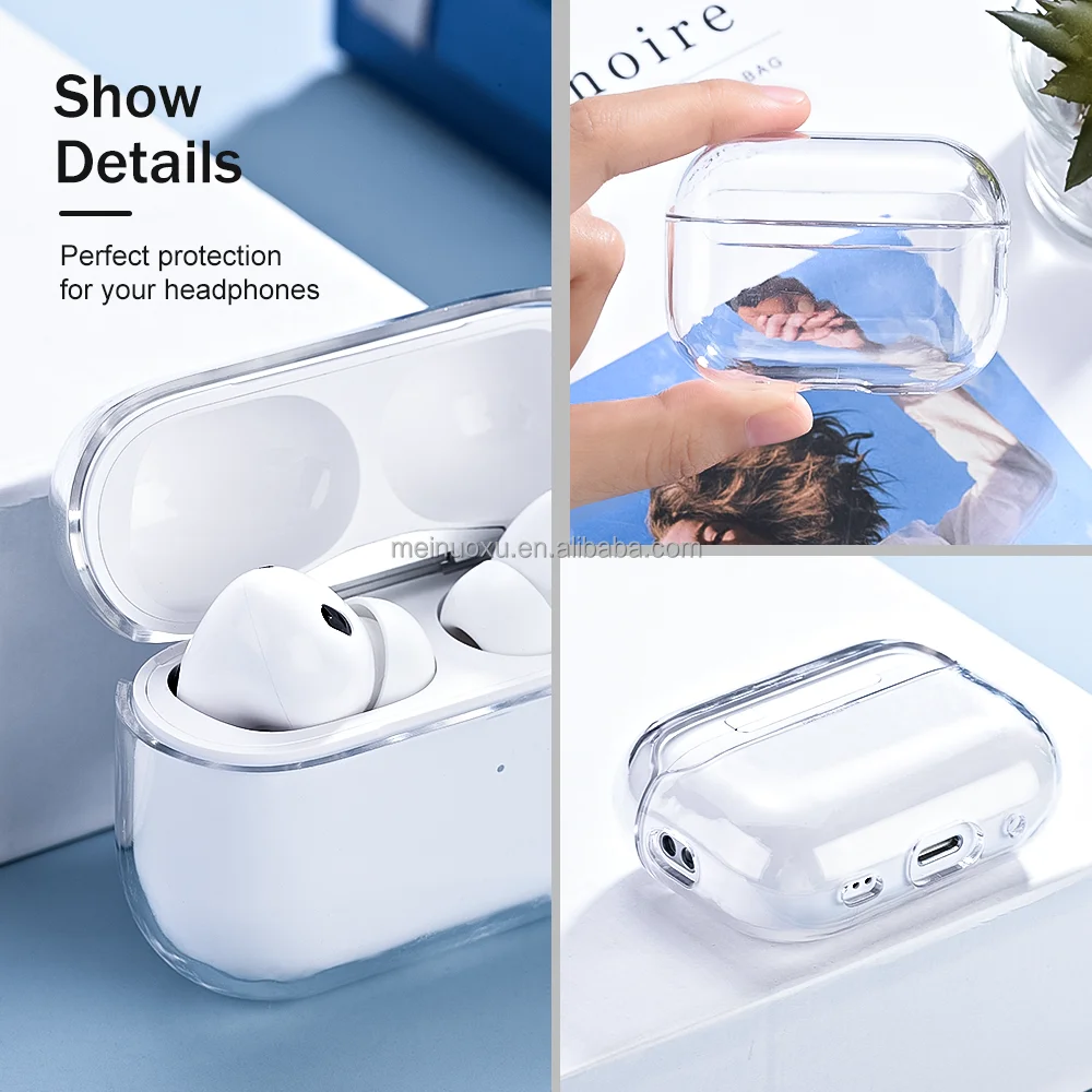 For Airpods Pro2 Slim Transparent Pc Plastic Hard Protective Case Cover ...