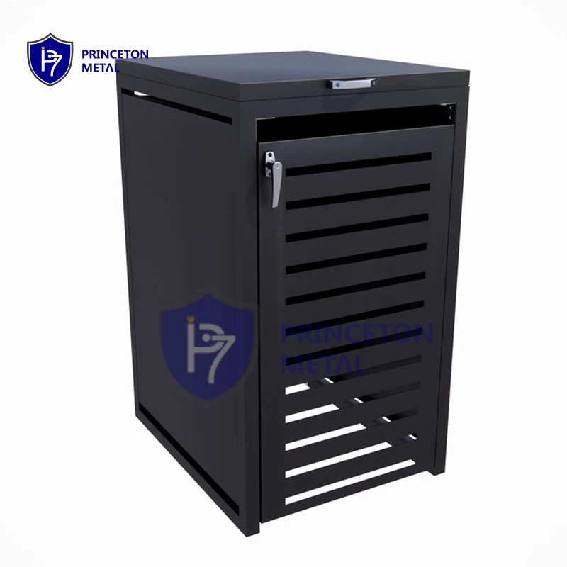 Outdoor Slat Lockable Galvanized Steel Wheelie Bin Enclosure /Storage ...