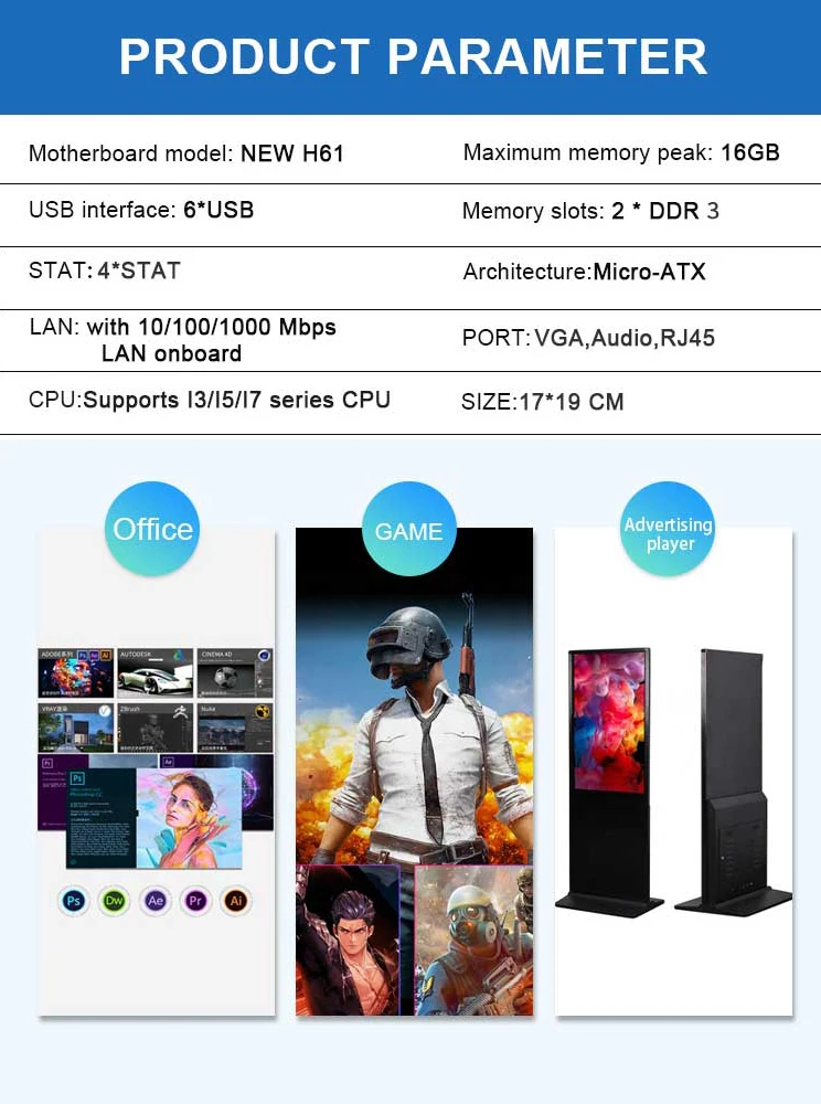 High Quality Motherboard Mother Boards H61 Ddr3 Lga 1155 For Pc Double ...