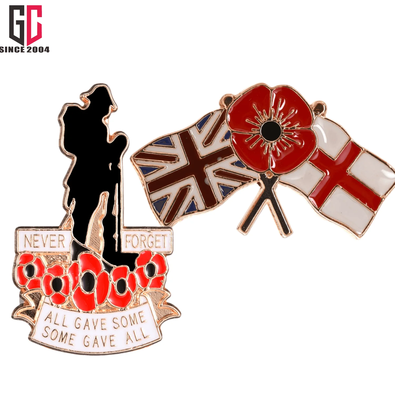 Factory Custom UK Remembrance Day Poppy Shape Flower Lapel Pins ...