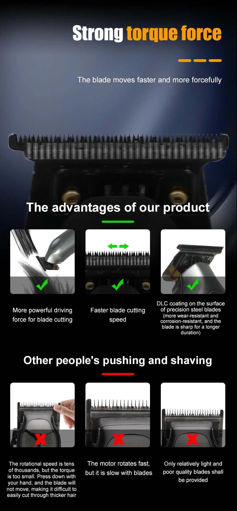 Professional Barber Haircut Electric Brushless Motor Hair Trimmer BLDC ...
