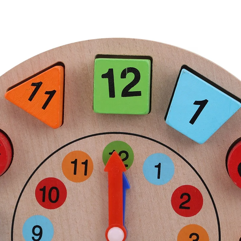 Diy Wooden Blocks Toys Digital Geometry Clock Toy Figure Blocks ...