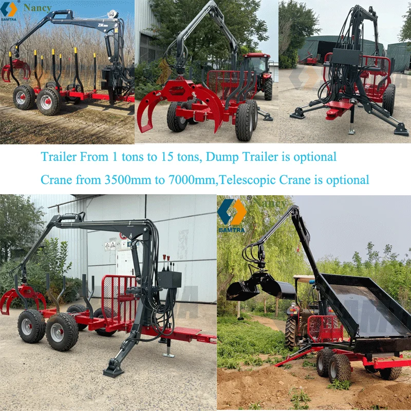 ZM1002 Logging Trailer Tractor Trailed Timber Wood Log Loader Trailer ...