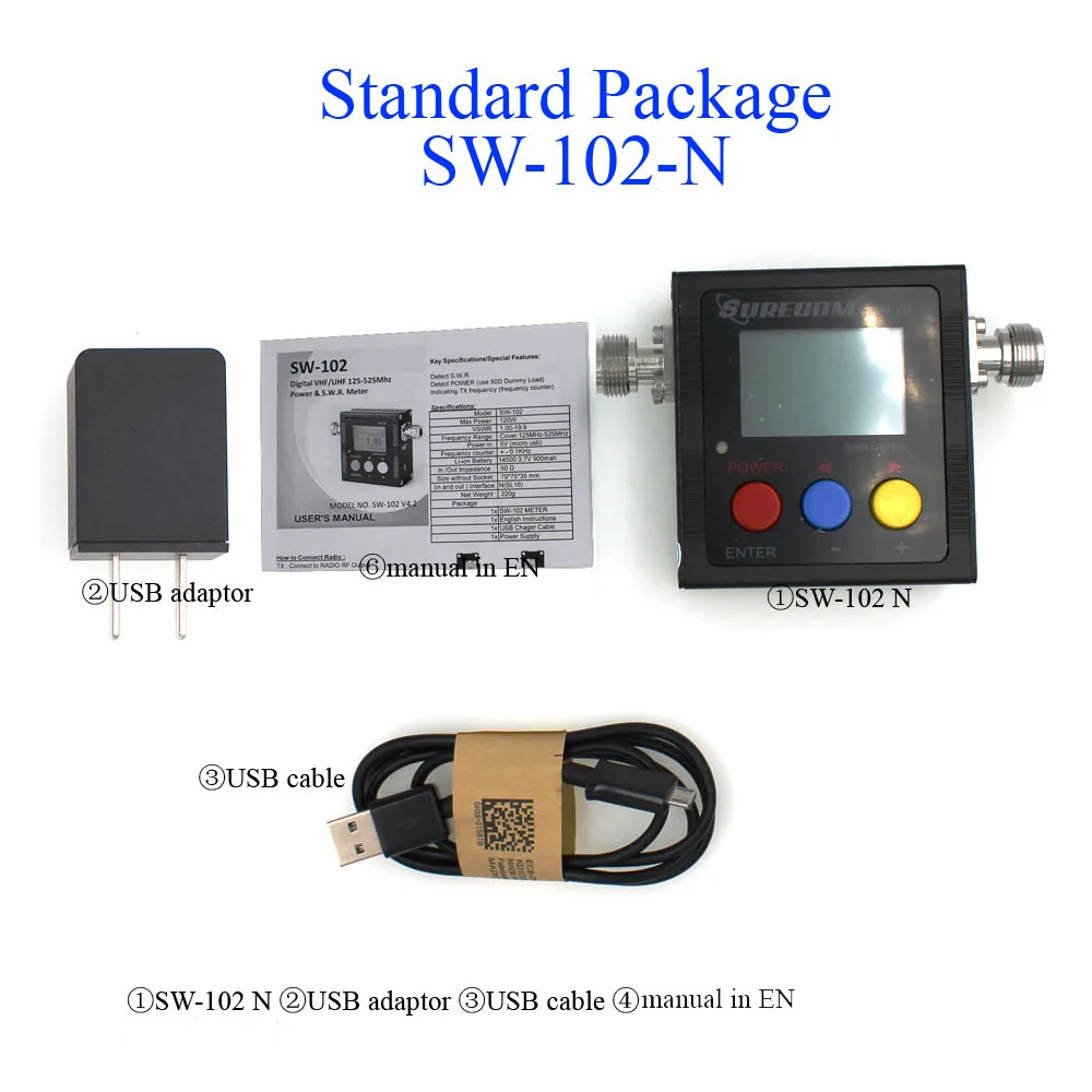 New Sw-102 Digital Vhf/uhf Swr Meter For Car Radio Frequency Range 125 ...