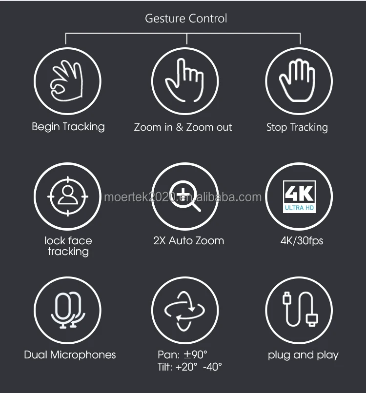 4k Ai Tracking Pc Camera Rotate Facial Recognition Camera For Streaming ...