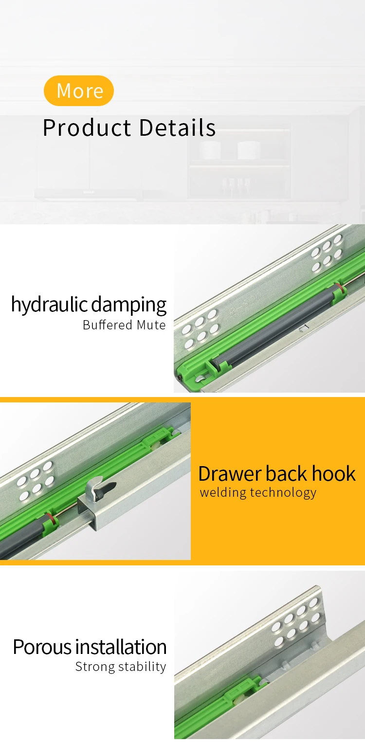 45mm Telescopic Channel Metal Soft Close Slim Runner Stainless Steel ...