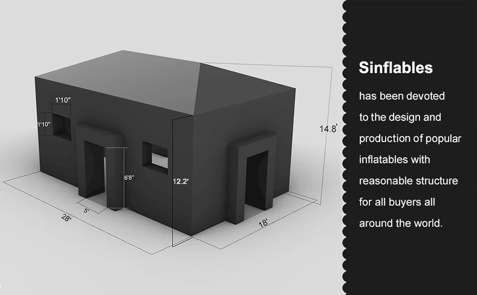 28x18ft Large Black Blow up Inflatable Nightclub for Events