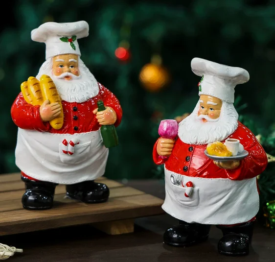 New Cross-border Chef Santa Claus Christmas Resin Statue Crafts ...