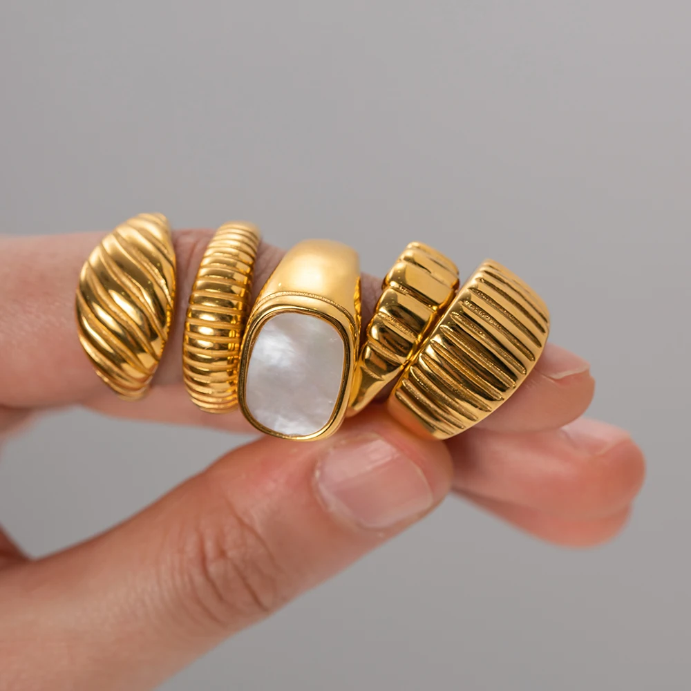 Ins Style 18K Gold Plated Zircon Enamel Ring Jewelry