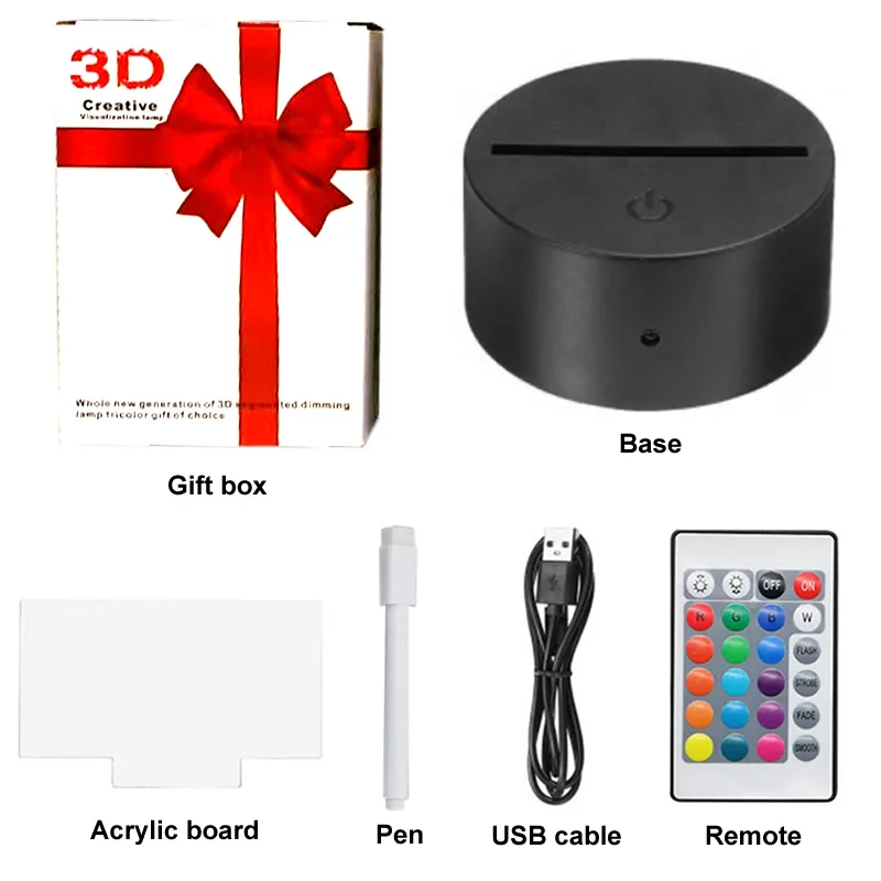 16 Colors Night Light Base Blank Erasable Pen Rewrit Creative Diy Rgb ...