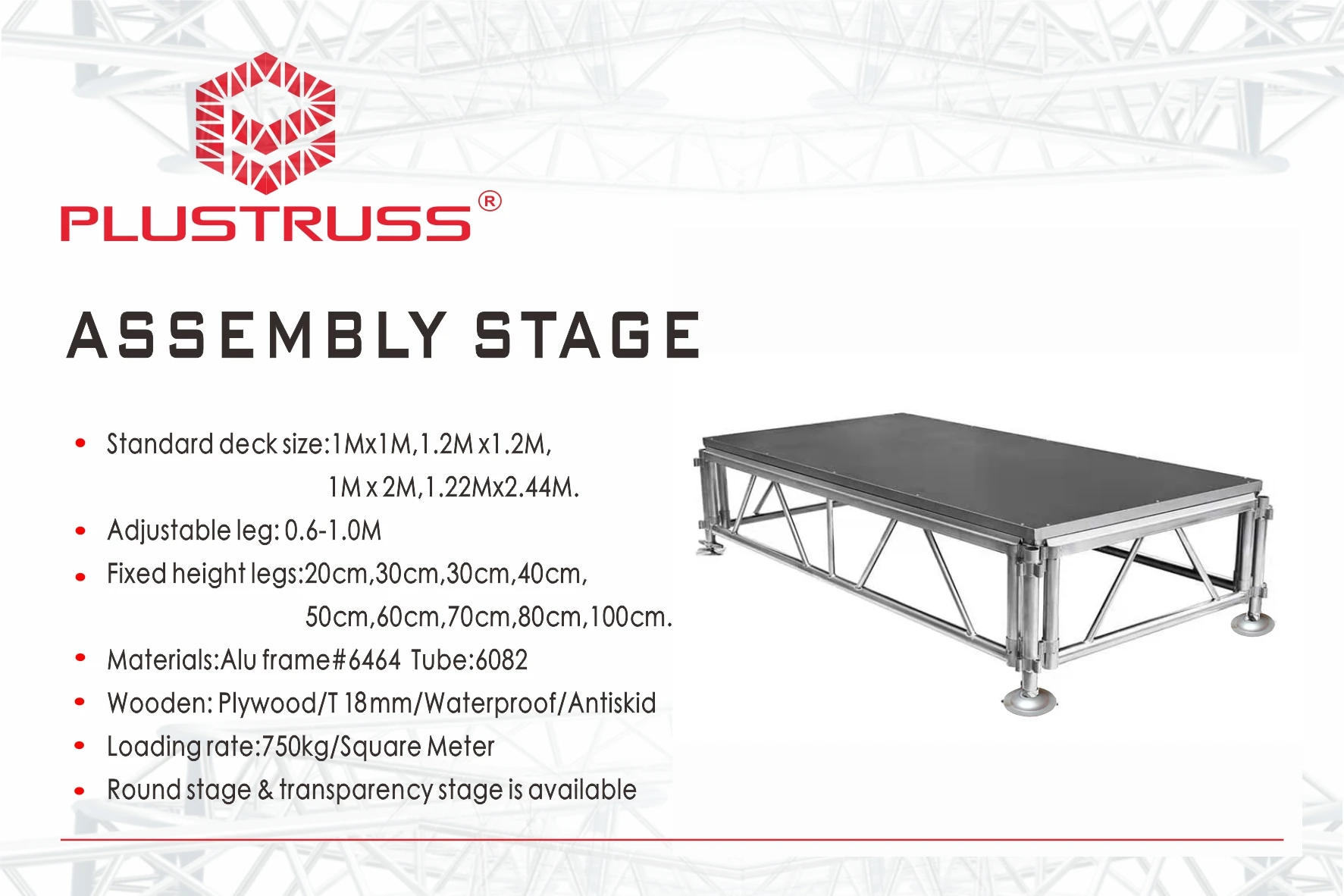Stages Platform Podium Stand Roof DJ Truss System with Adjustable Legs ...