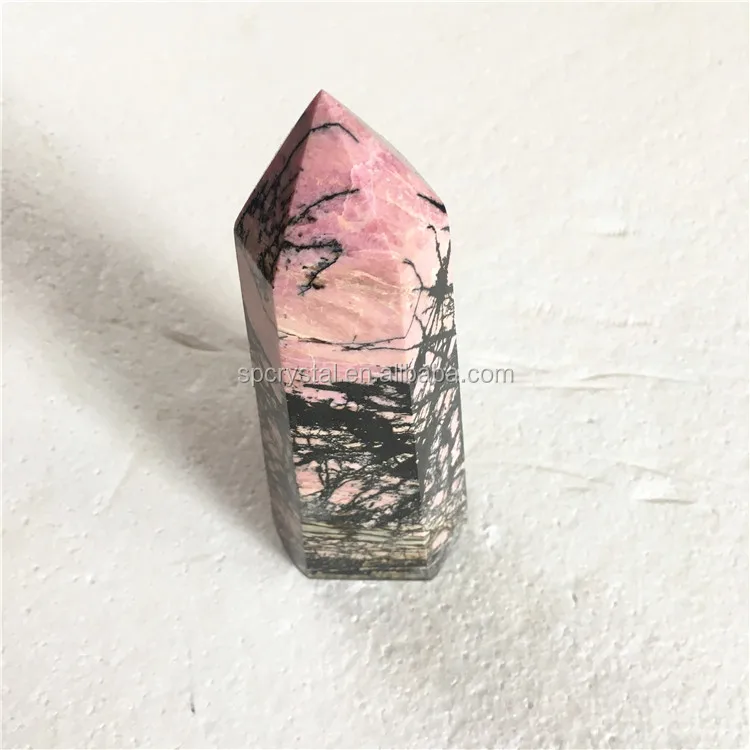 Wholesale Natural Healing Stones Crystal Point Wand Carved Rhodonite ...