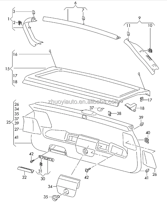 Oem 5na867769k Car Rear Parcel Shelf For Vw Tiguan L Mk2 2022 2023 2019 ...