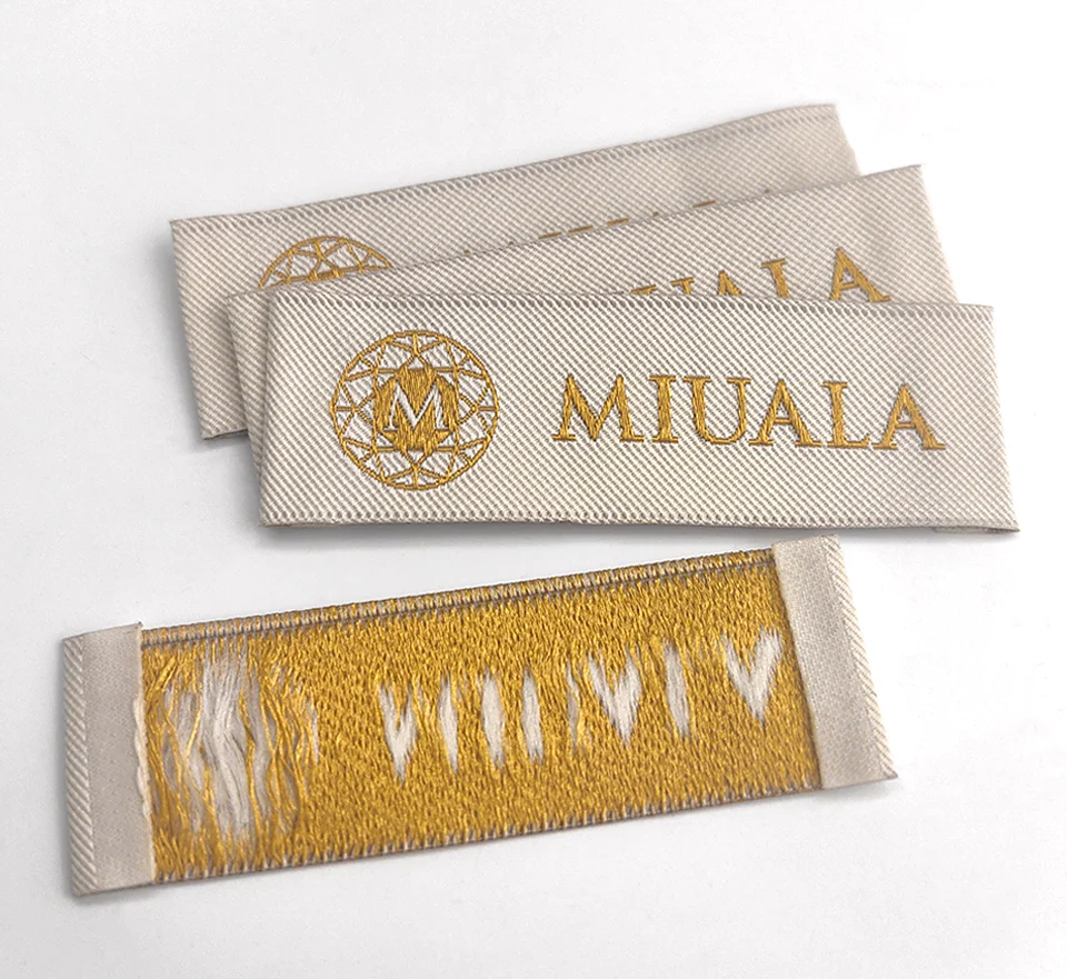 Eco-friendly Custom Woven Label Brand Design LOGO Wash Care Label Sew ...