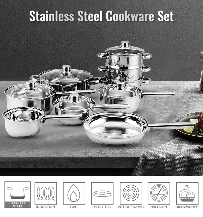 14pcs 201ss Cooking Pot Customizable Wholesale Kitchen Cook Pots ...