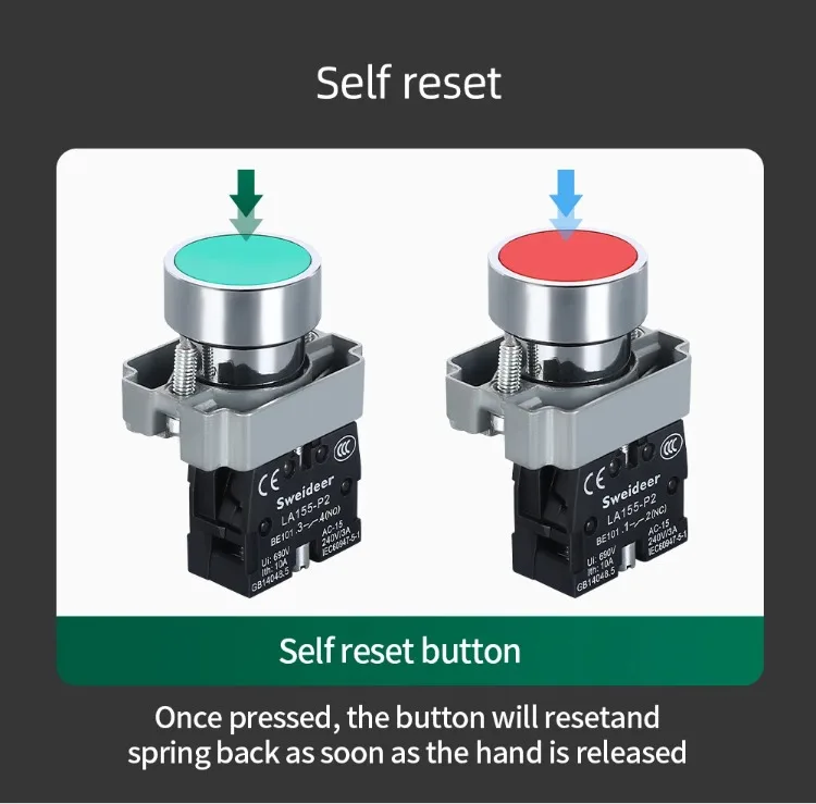 Good Quality Momentary Self Reset 22mm Power Push Button Switch for ...