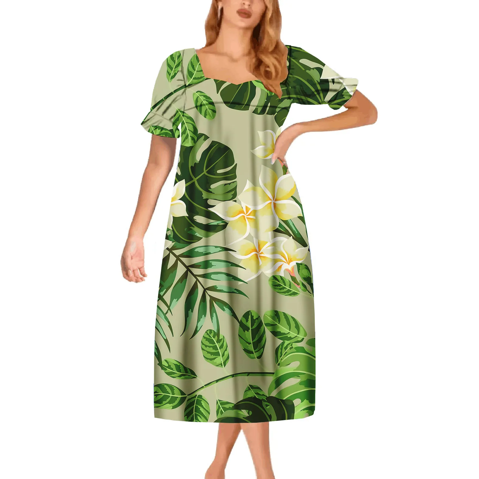 Pacific Island Luxury Design Puff Sleeve Plus Size 6xl Elegant Women ...