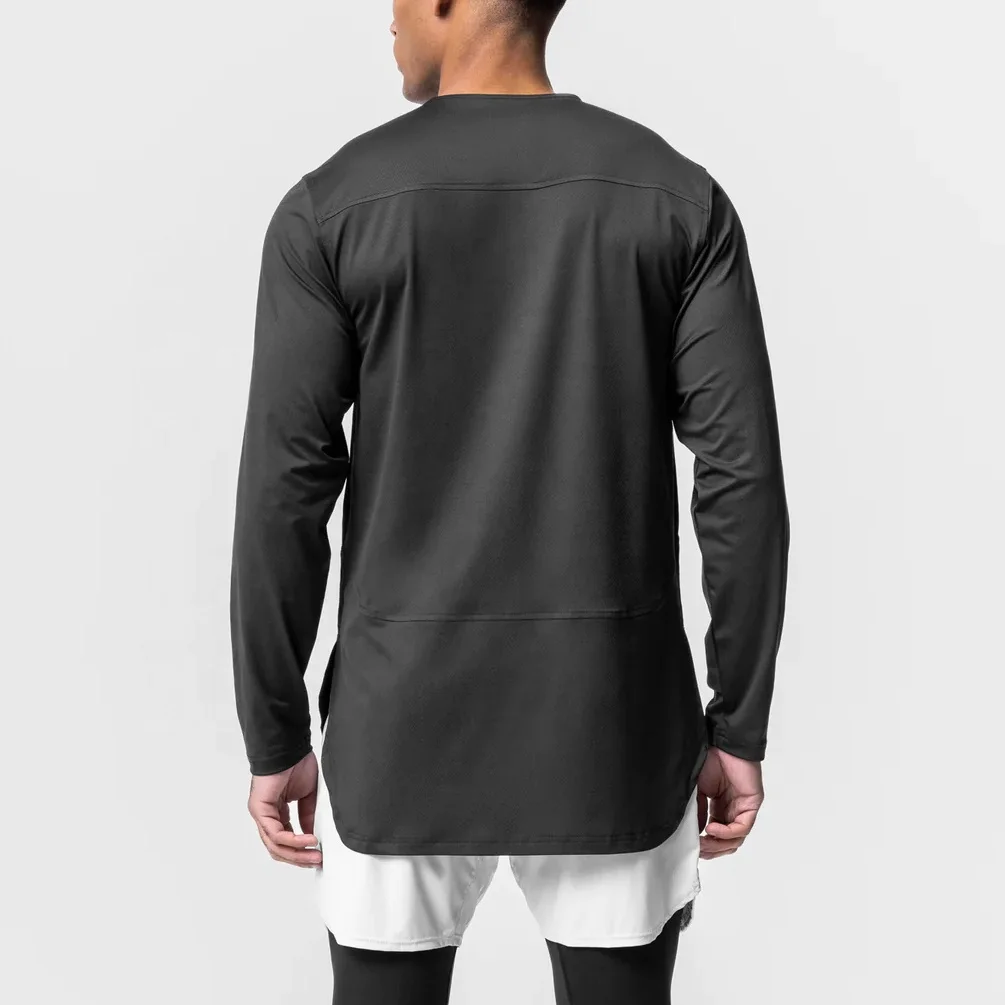 Men's Breathable Dryfit Moisture Wicking Long Sleeve Mesh T-shirt Gym ...