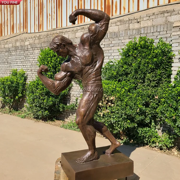 Outdoor Decoration Bronze Muscular Sculpture Muscle Man Statue