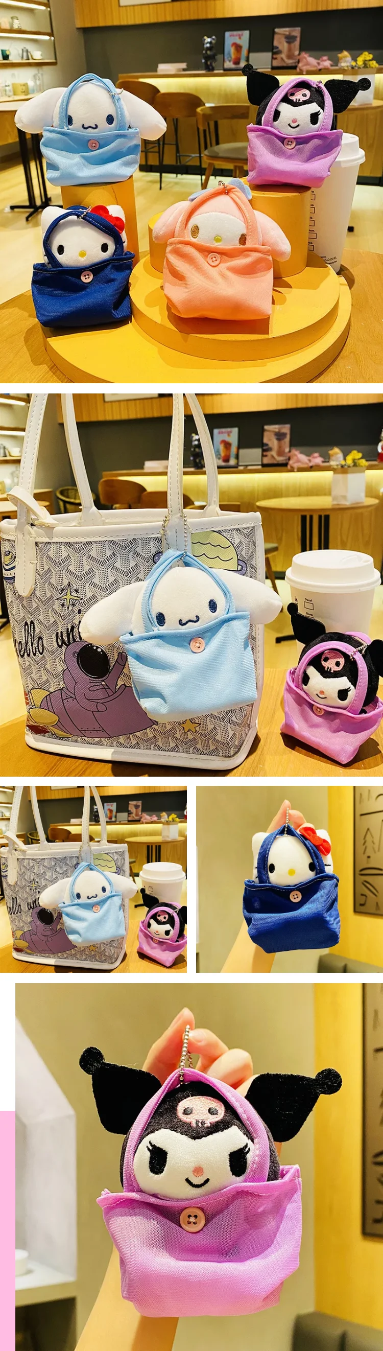 Kuromi Plush Keychain Cute Kuromi Plushie Keychain Stuffed Animals Toys ...