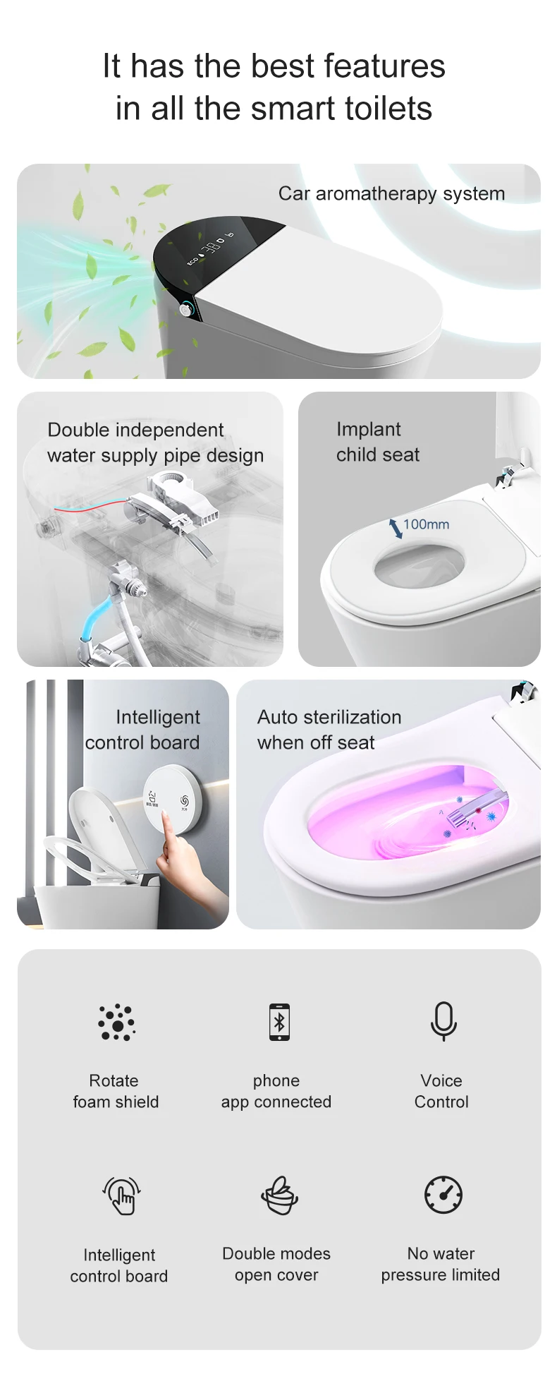 Auto Washing Self Cleaning Function Floor Mounted Electronic Smart ...