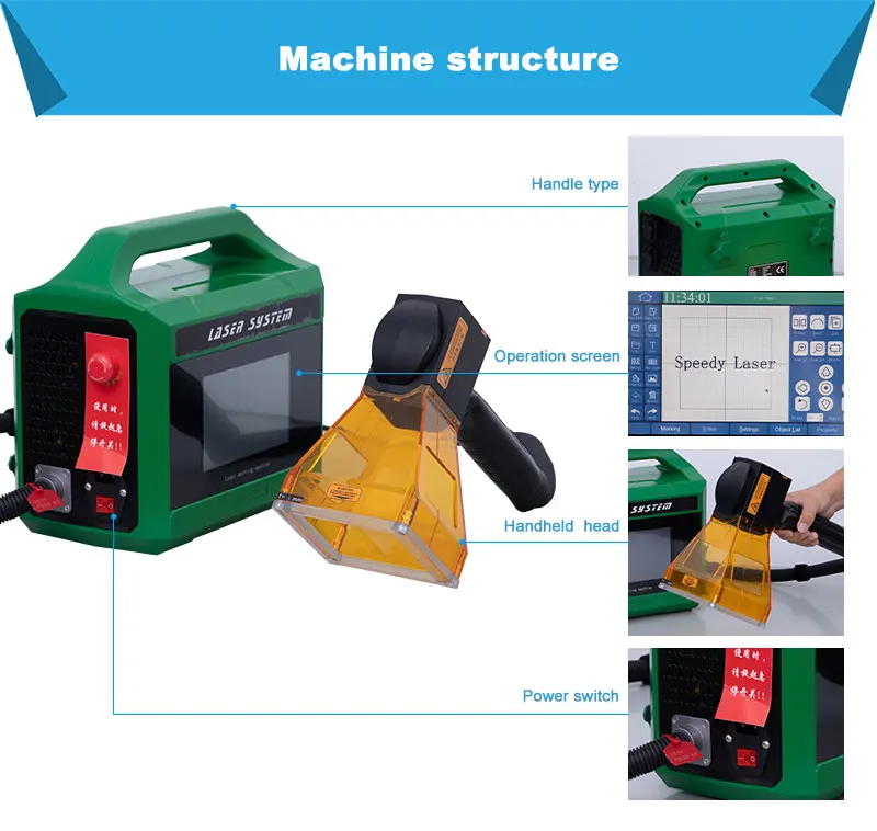 Hand Held Mini Laser Inkjet Printer Machine Tiny Laser Machine 20W 30W ...