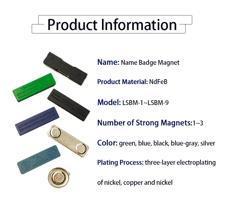 Strong Premium Neodymium Name Magnet Badge Rectangular Magnetic Id Tag ...