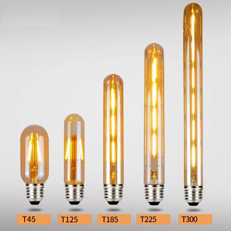 HITECDAD Decorative Vintage Long Tube Edison Bulb T30 LED Filament ...