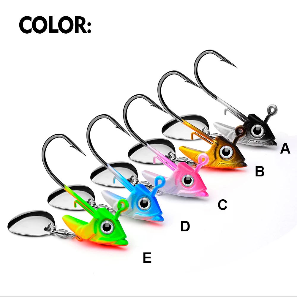 Fish Jig Head Fishing Hook With Spoons 30g 35g 45g Offset Sinker Worm ...