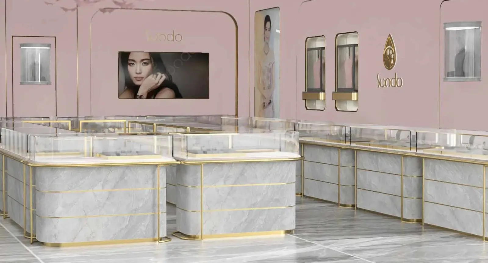 Luxury Gold Jewellery Shop Interior Design Jewelry Accessories Showcase ...