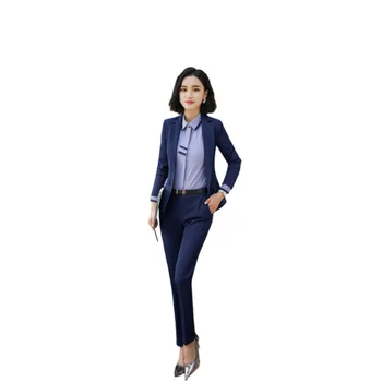 Factory Stewardess Uniforms Female Office Formal 3 Pieces Set Women ...