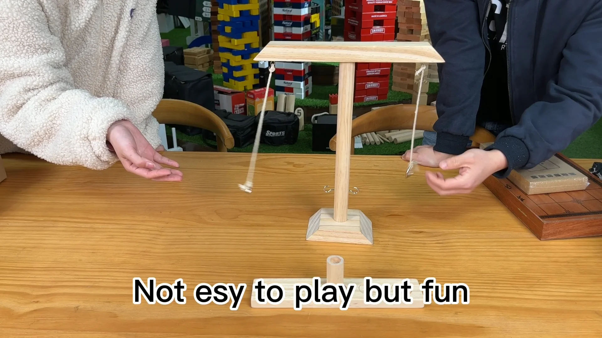 Wooden Hook And Ring Toss Game With Shot Ladder For Adults Kids ...