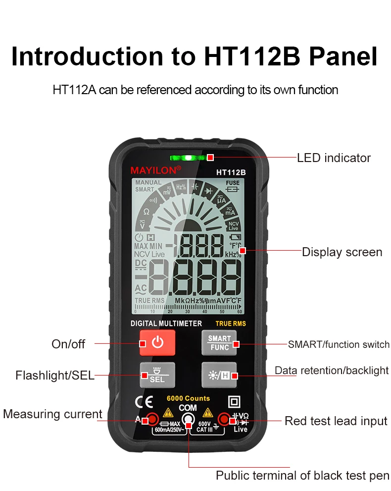Mayilon Ht112a Digital Smart Multimeter Tester - Compact & Oem