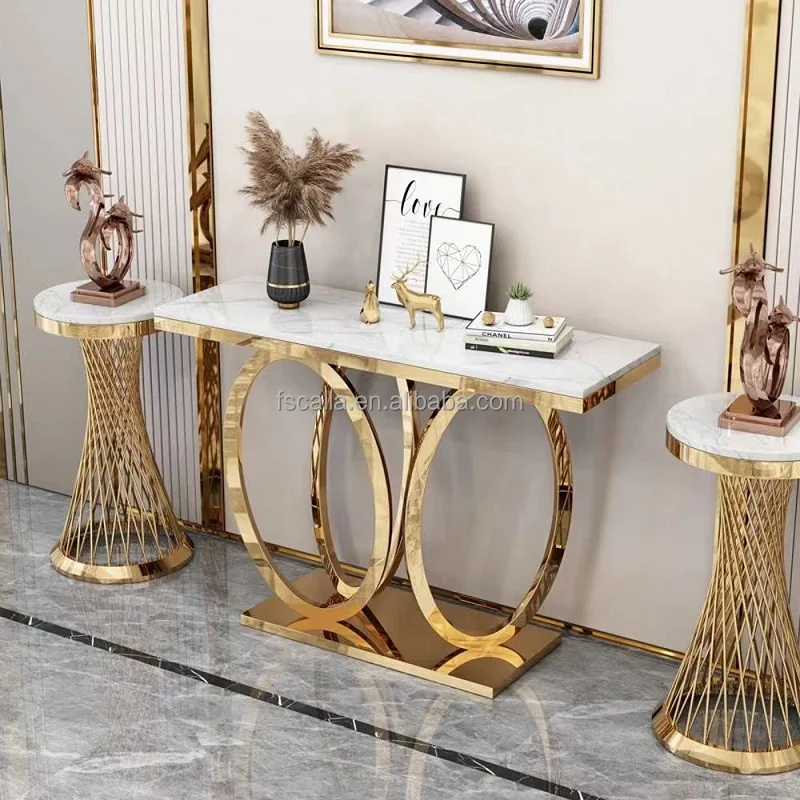 Luxury Entry Table - Modern Console with Marble & Steel