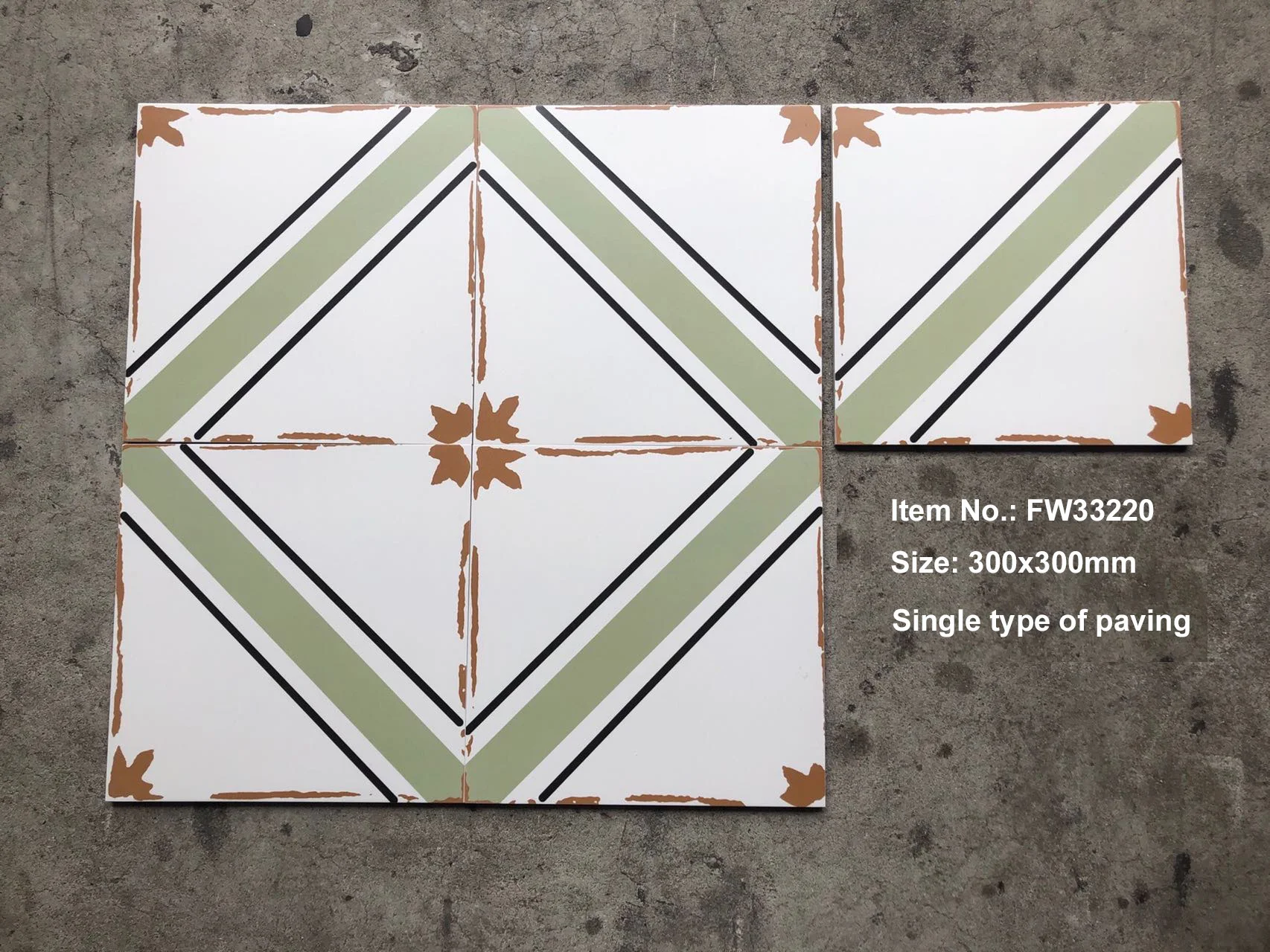 Concise Black and White Art Flower Tile - Non-Slip Ceramic Floor Tiles ...
