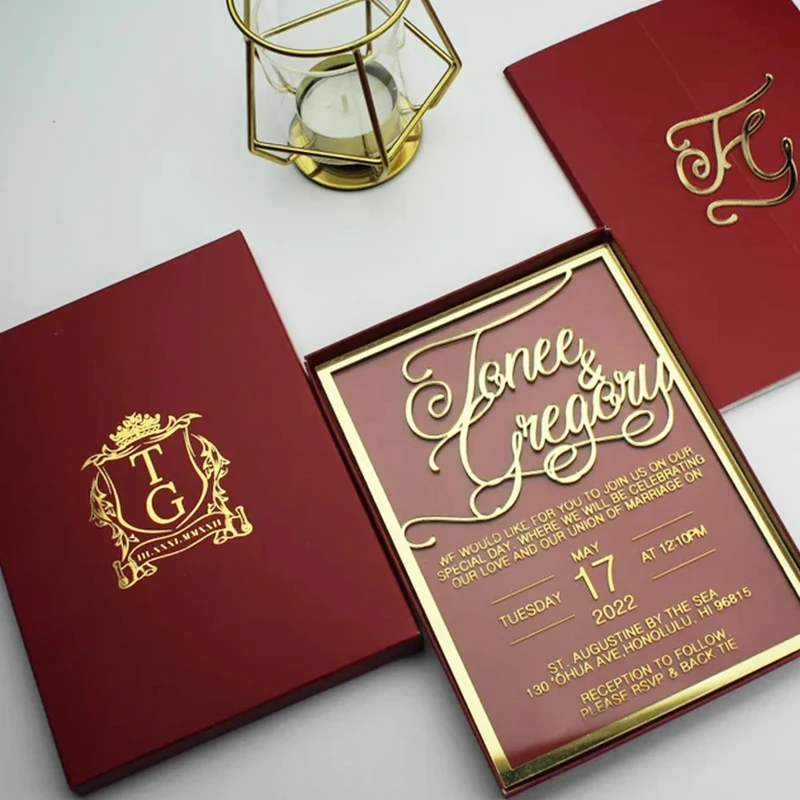 Custom Writing And Print Acrylic Wedding Invitation Card For Wedding ...