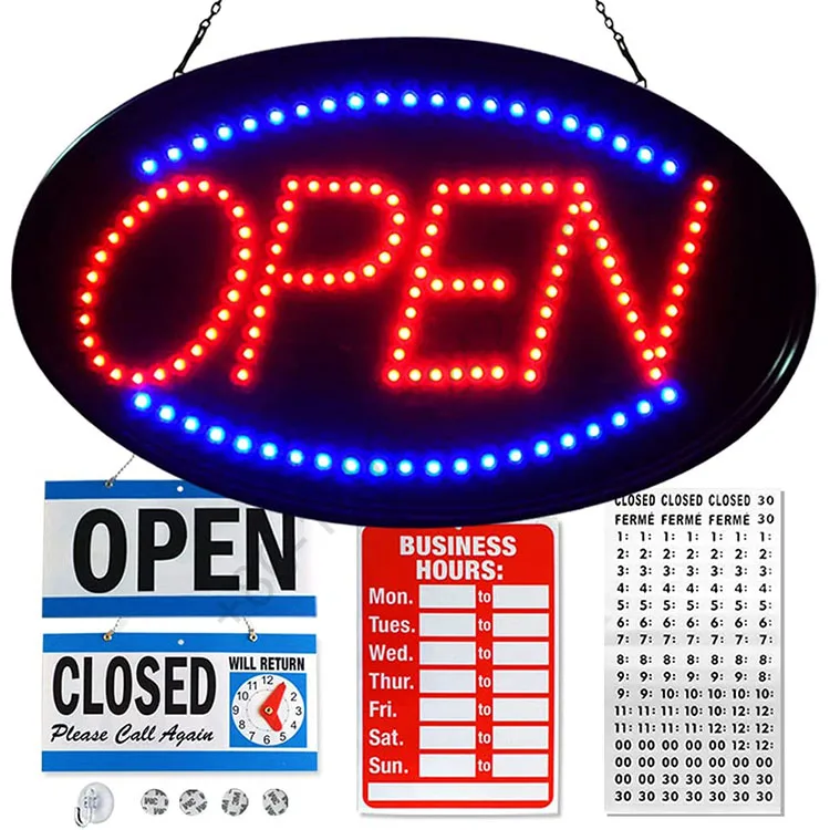 Large Lighted Led Neon Open Sign For Business,Oval - Buy Led Lights ...