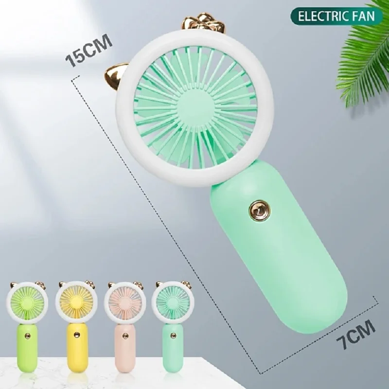 Portable Cartoon Mini LED Fan Handheld Rechargeable with Night Light ...