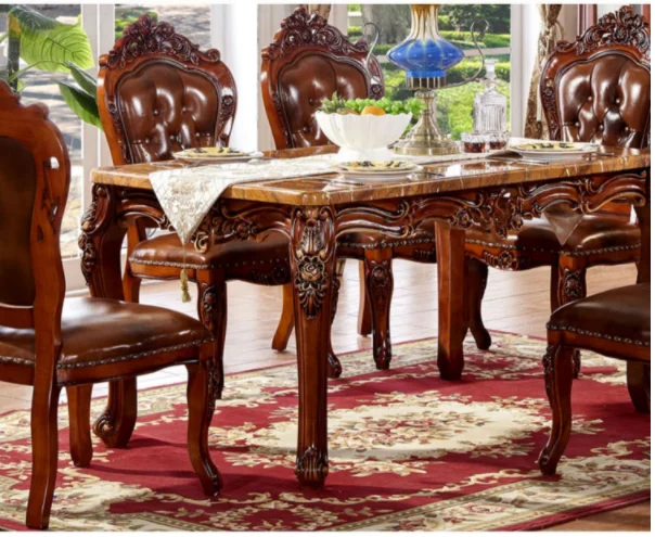 European Royal Dining Table Set Of American Solid Wood Carved Dining ...