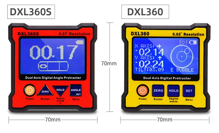 DXL360S Dual Axis Digital Angle Protractor - Precision Inclinometer ...