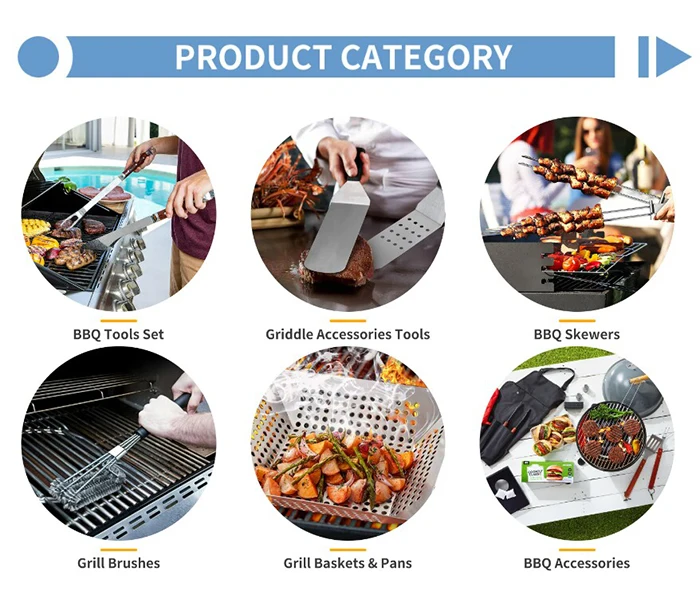 Outdoor BBQ Kitchen - Set of 4 Kebab Roasting Tools