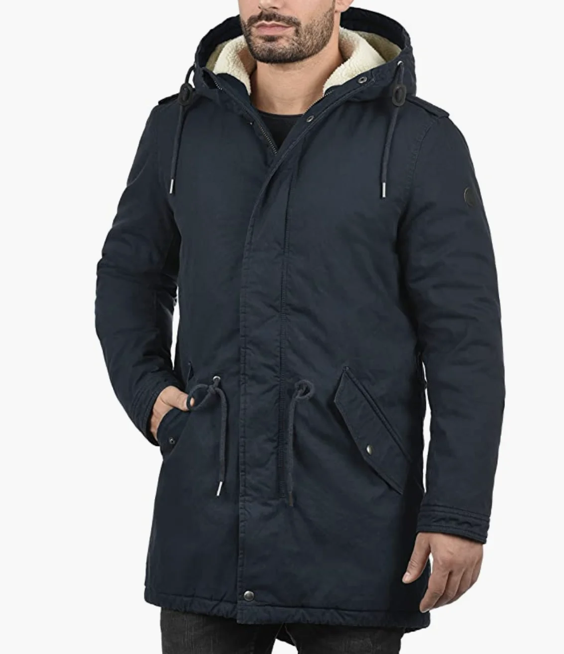 Men's Work 100% Cotton Hood Insulated Jacket Parka Long Coat Warm Lined ...