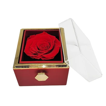 2023 New Design Eternal Rose Preserved Rotating Jewelry Box In A ...