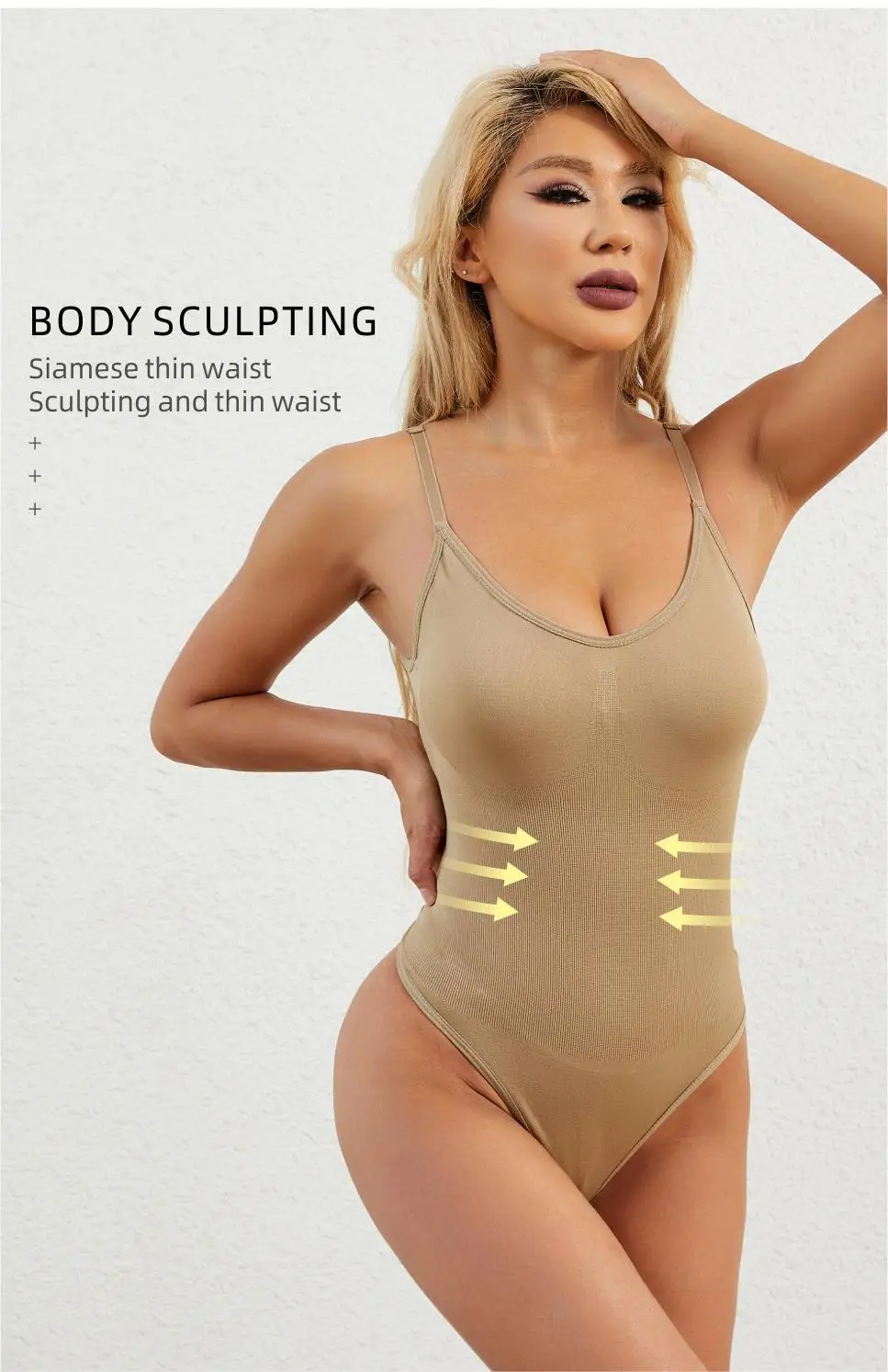 Seamless Backless Thong Bodysuit Shapers Sexy Breast Lifted Tummy Control Bodysuit For Women ...