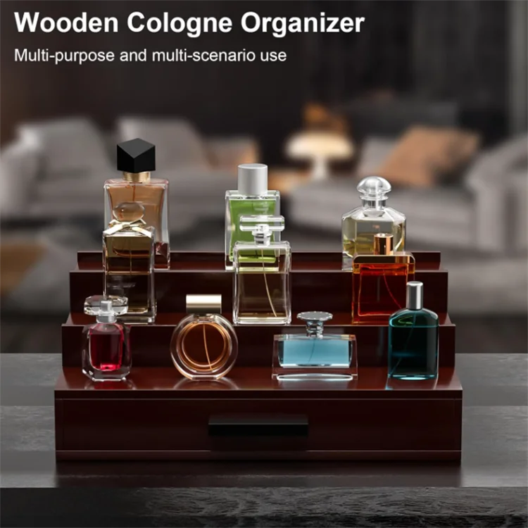 3 Tier Cologne Display Shelf Solid Wood Storage Display Risers Wooden ...