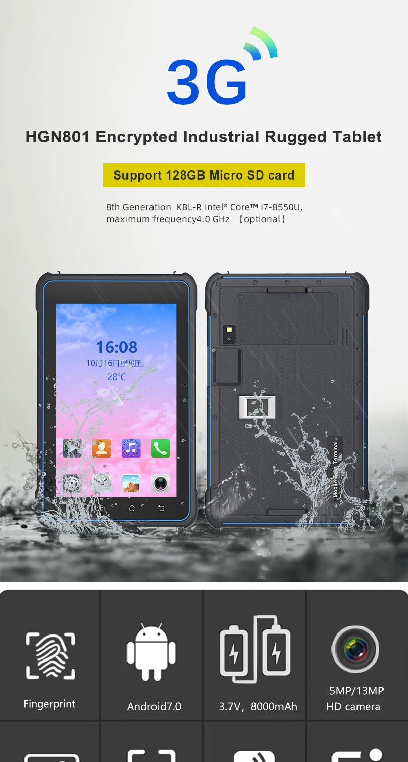 8 Inch Android Rugged Tablet - 1000 Nits RFID Tablet