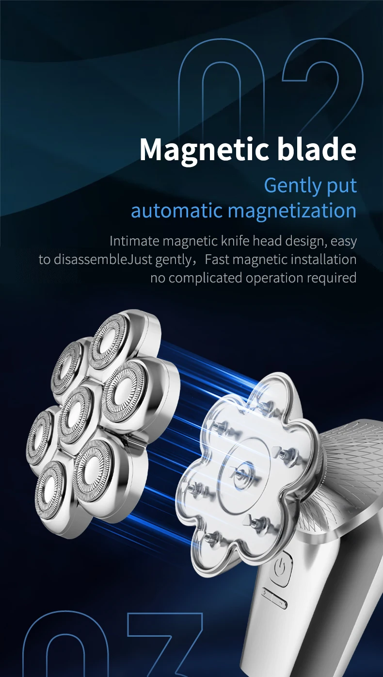 Ms-686 Electric Shaver 7 Head Razor Electric Beard Knife Bald Machine ...