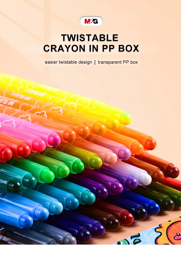 M&g Multi Colors Twistable Crayon Set 12 In 1 Washable Art Artist ...